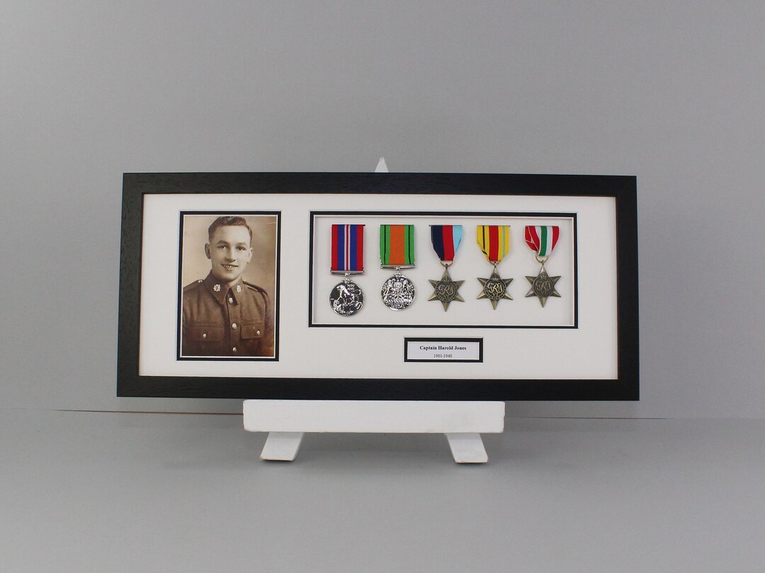 Personalised Military Medal Display Frame for Five Medals and One 6x4 ...