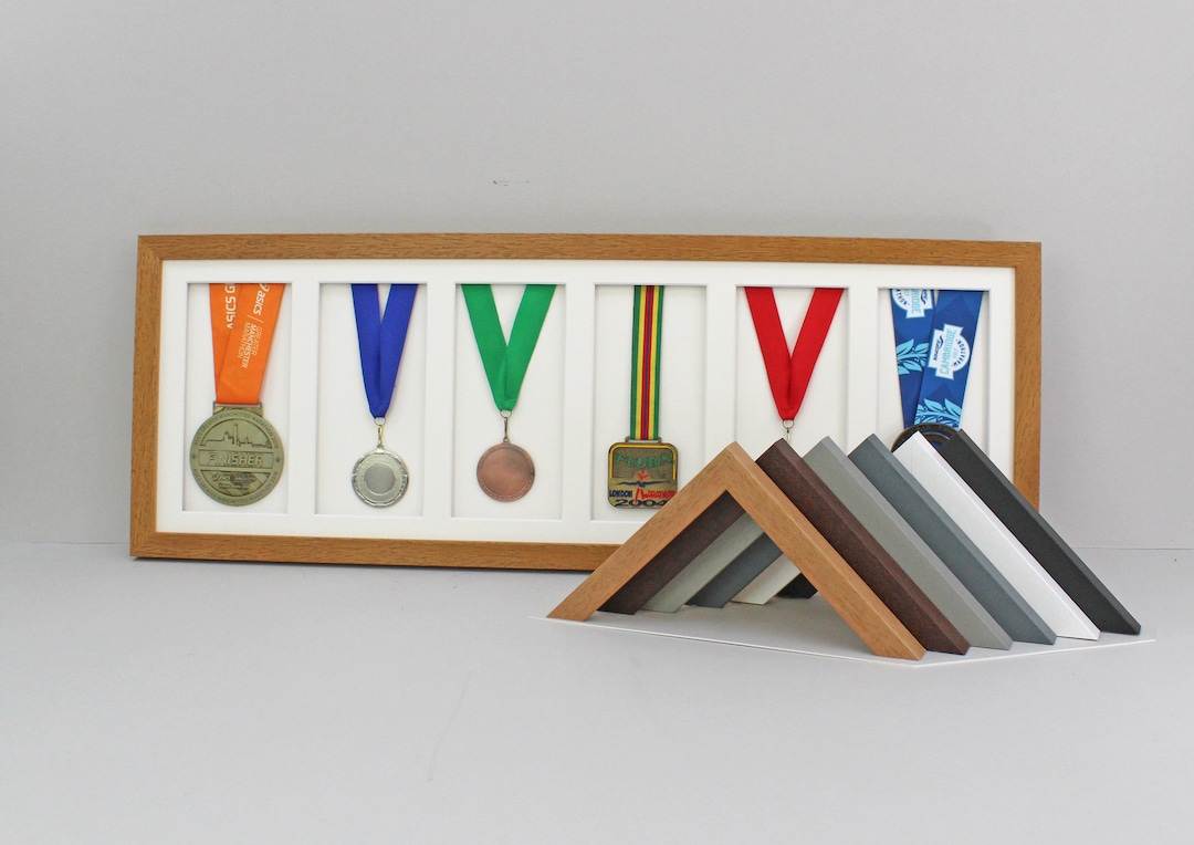 Medal Display Frame for Six Medals. 25x75cm. Perfect Gift for Runners ...