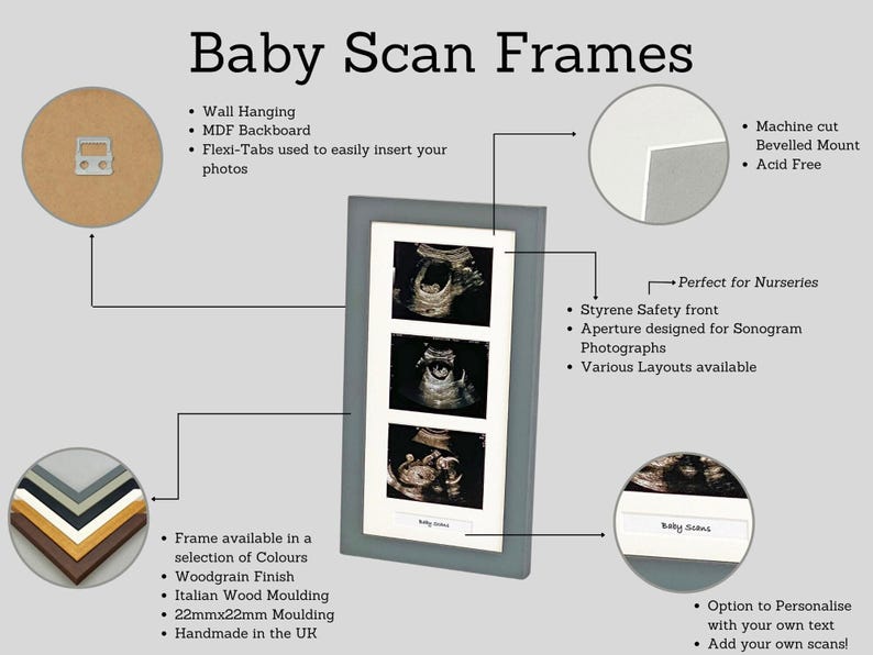 Baby Scan Photo Frame - Multi Aperture Frame for Two Scan Sized Photos ...
