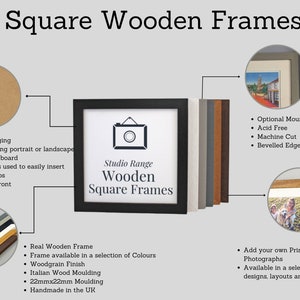 Black - Square Wooden Frames - Studio Range. Standard Size Frames ...