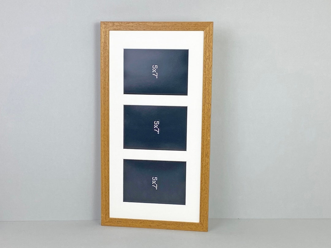 Multi Aperture Photo Frame. Holds Three 5x7" Photos. 25x50cm. Wooden ...
