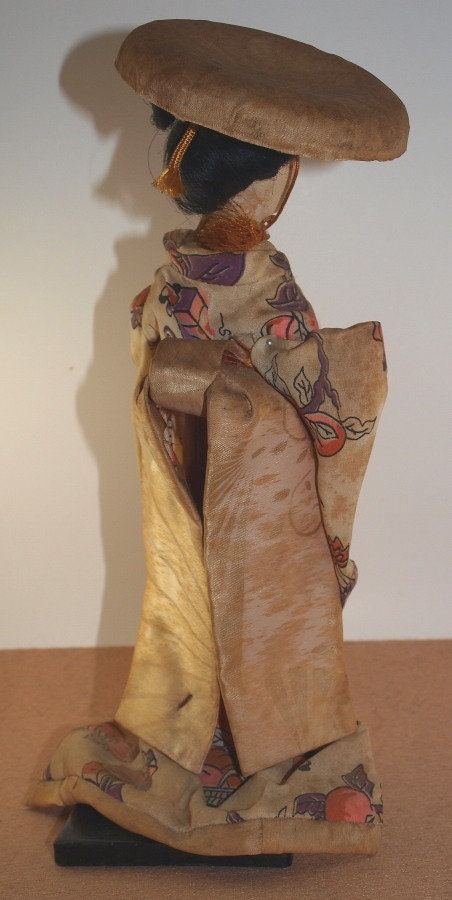 Vintage Hat Dancing Geisha Girl Silk Kimona on Wood Base - Etsy