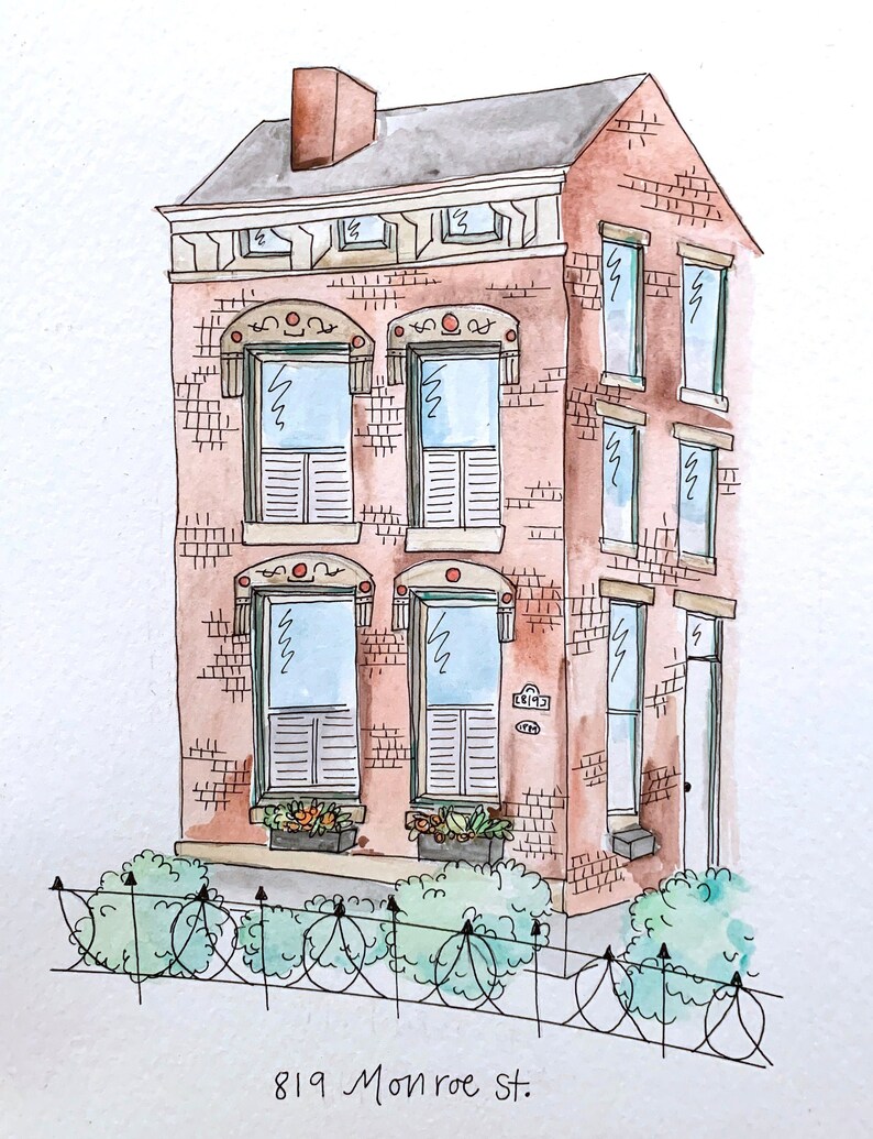 Houses/buildings: Custom Watercolor and Ink Portraits | Etsy