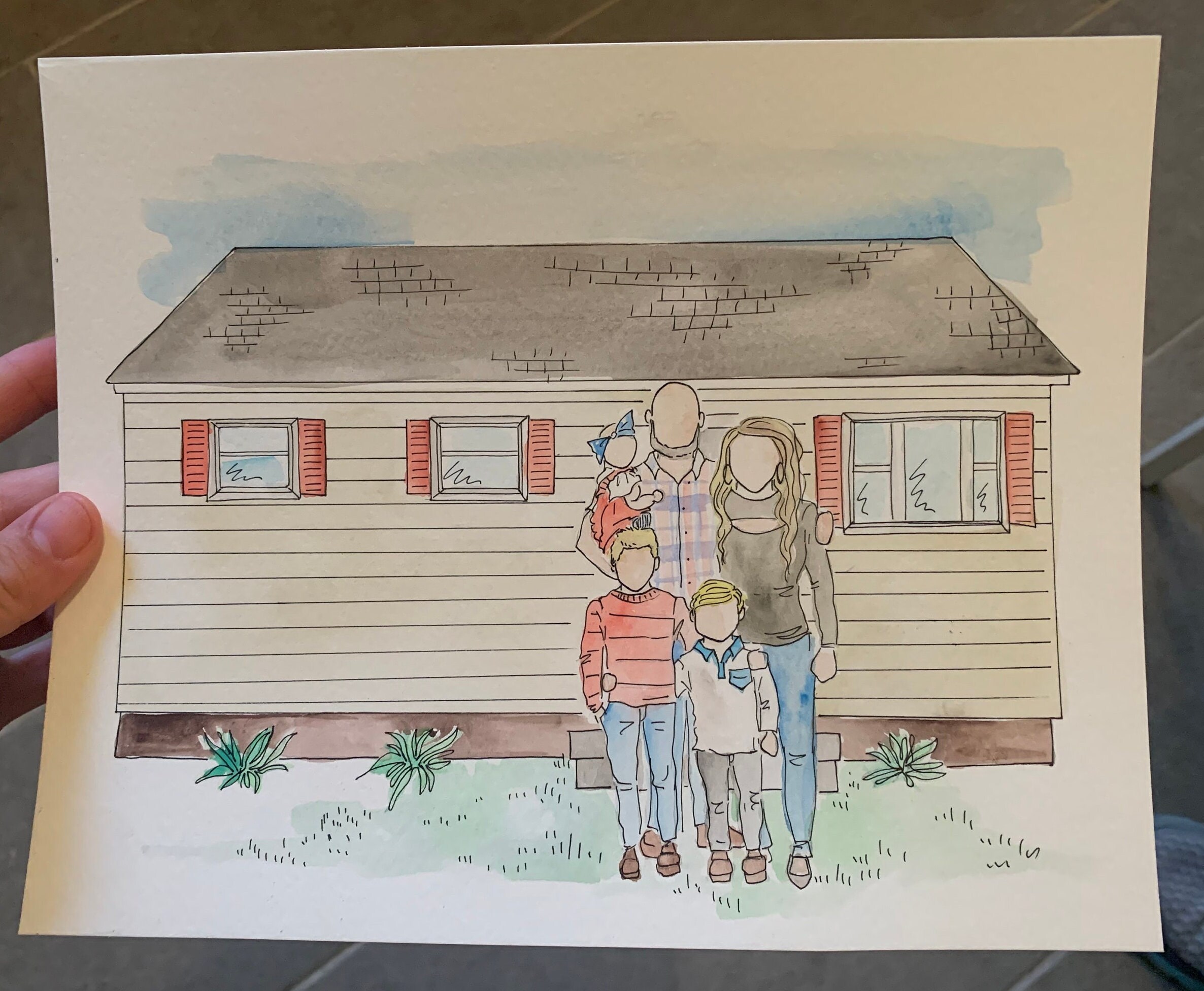 People & Houses: Custom Watercolor and Ink Portraits - Etsy