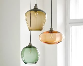 Dining Room Chandelier. Hand Blown Glass Pendant Lights. Custom Light ...