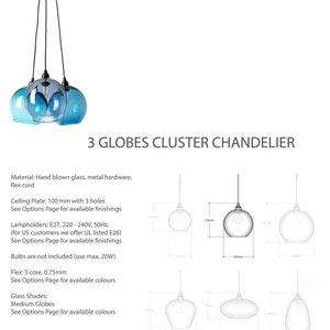 Blue Glass Lighting Cluster. Hand Blown Glass Pendant Lights. Mid ...