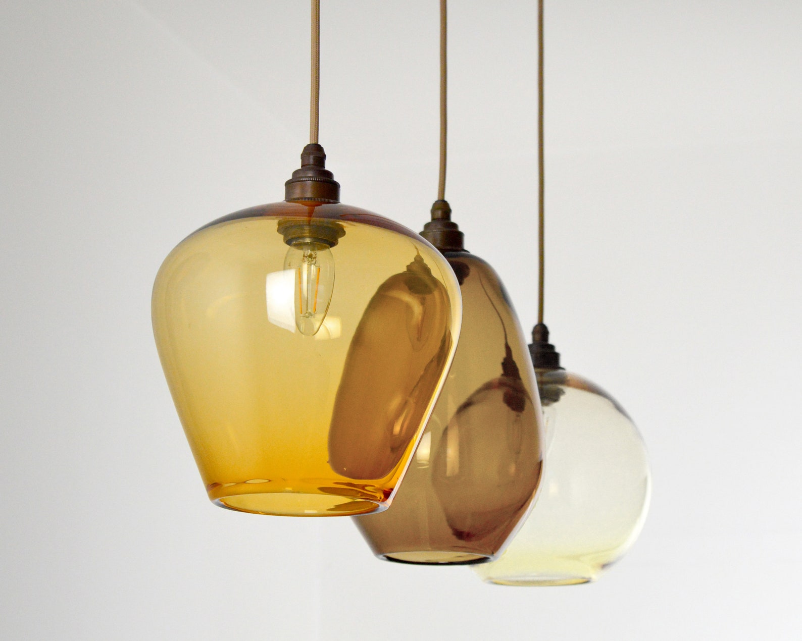 Coloured Glass Pendant Lights. Hand Blown Glass Pendants. - Etsy