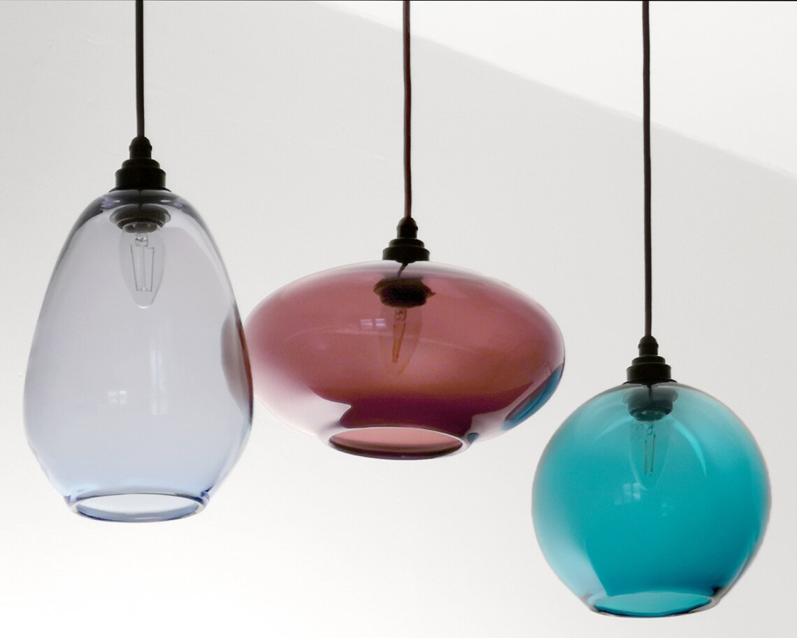 Hand Blown Glass Pendant Lights Mid Century Modern Lighting | Etsy