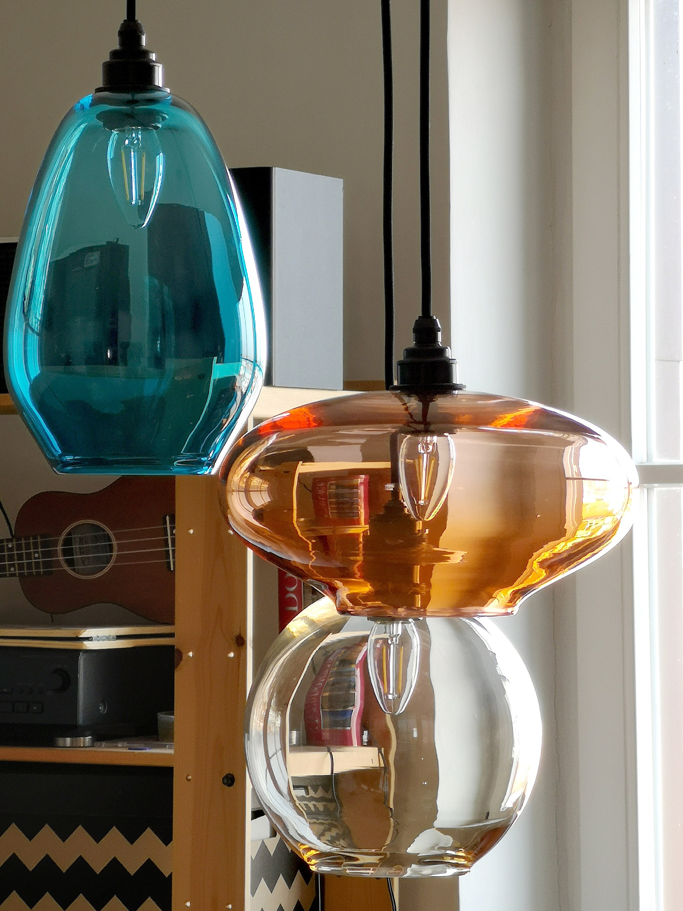 Hand Blown Glass Pendant Lights. Mid Century Modern Lighting. | Etsy