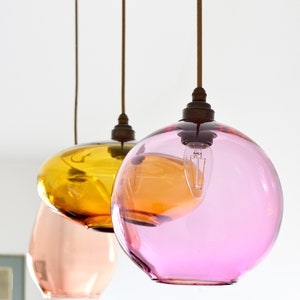 Colored Glass Pendant Lights. Hand Blown Glass Pendant Lights. | Etsy