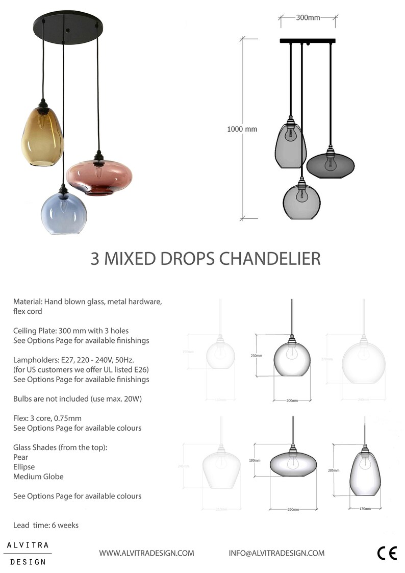 Hand Blown Glass Pendant Lights. Mid Century Modern Lighting. | Etsy