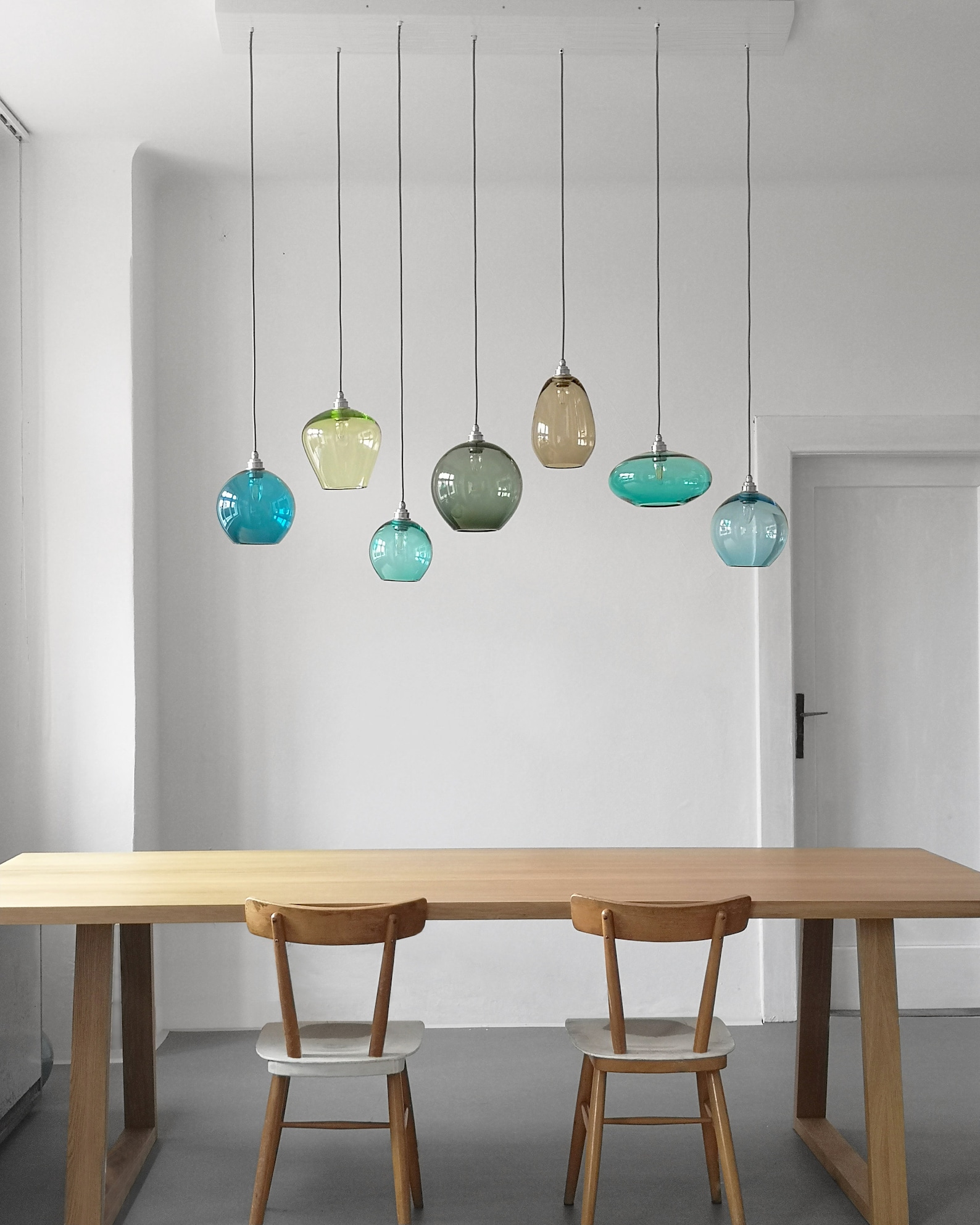 Dining Room Chandelier. Hand Blown Glass Pendant Lights. Custom Light ...