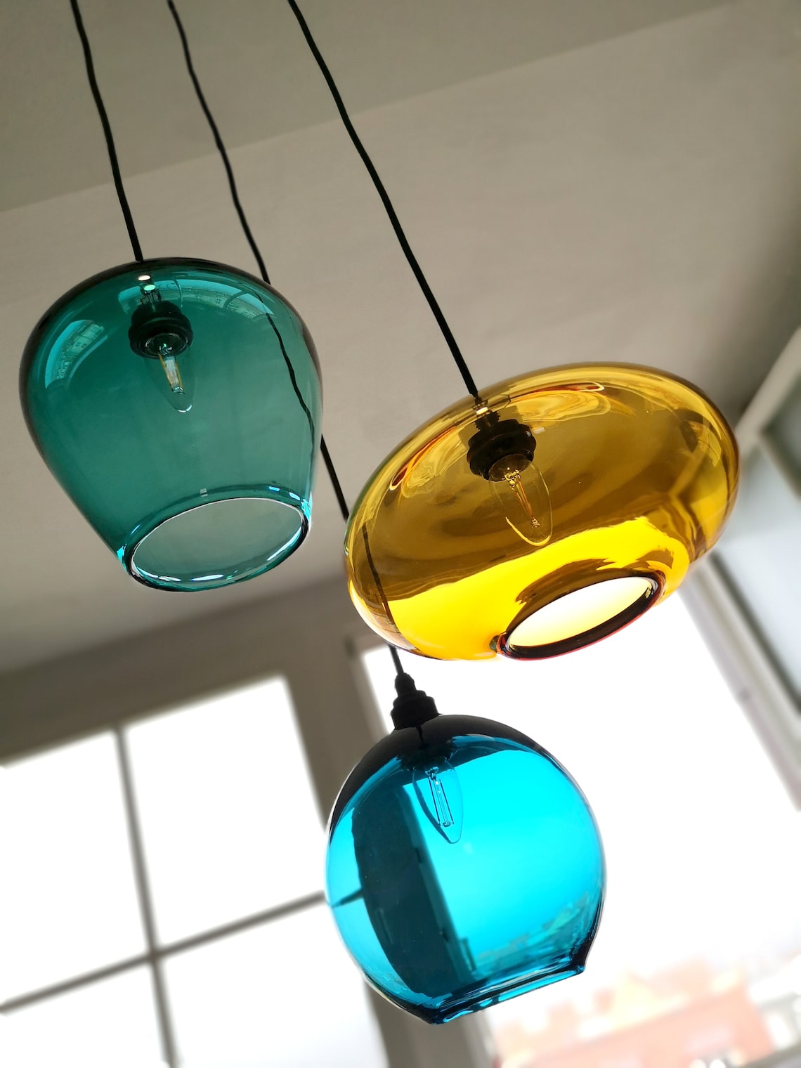 Cluster Pendant Lighting. Hand Blown Glass Pendant Lights. - Etsy
