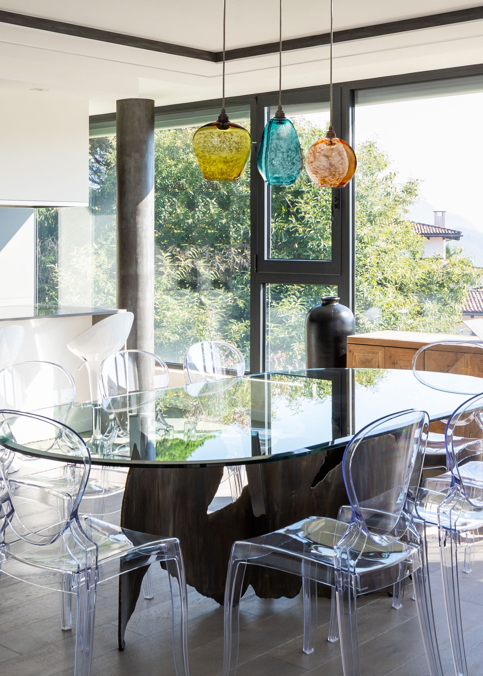 Colored Glass Pendant Lights. Hand Blown Glass Pendant Lights. | Etsy