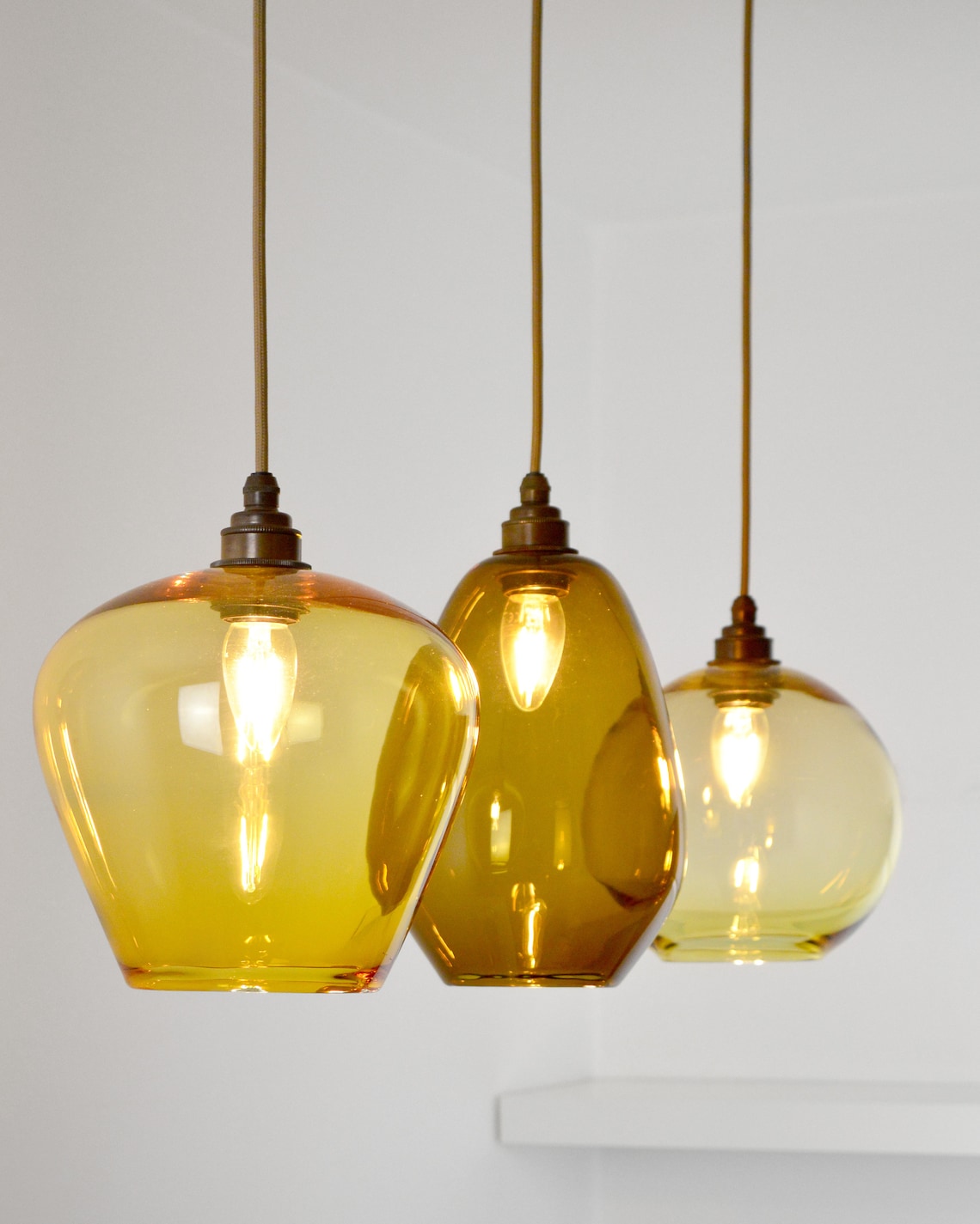 Hand Blown Glass Pendant Lights Mid Century Modern Lighting | Etsy