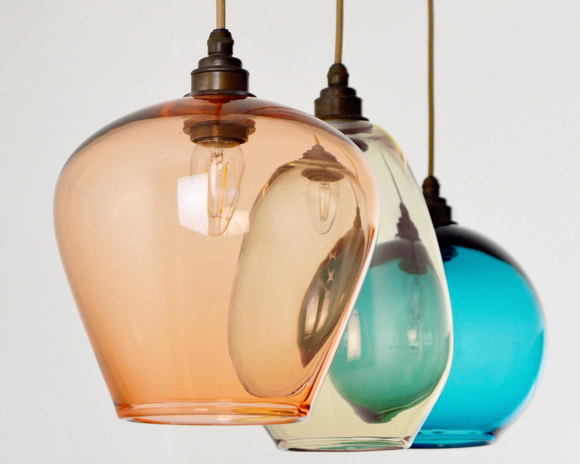 Hand Blown Glass Pendant Lights Mid Century Modern Lighting - Etsy