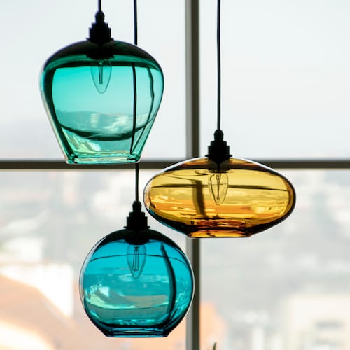 Colored Glass Pendant Lights - Etsy