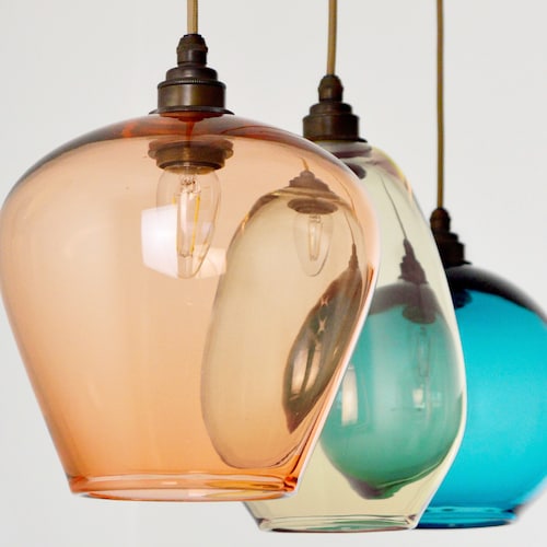 Hand Blown Glass Pendant Lights Mid Century Modern Lighting - Etsy