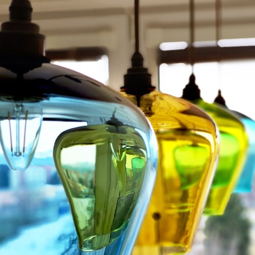 Coloured Glass Pendant Lights. Hand Blown Glass Pendants. - Etsy