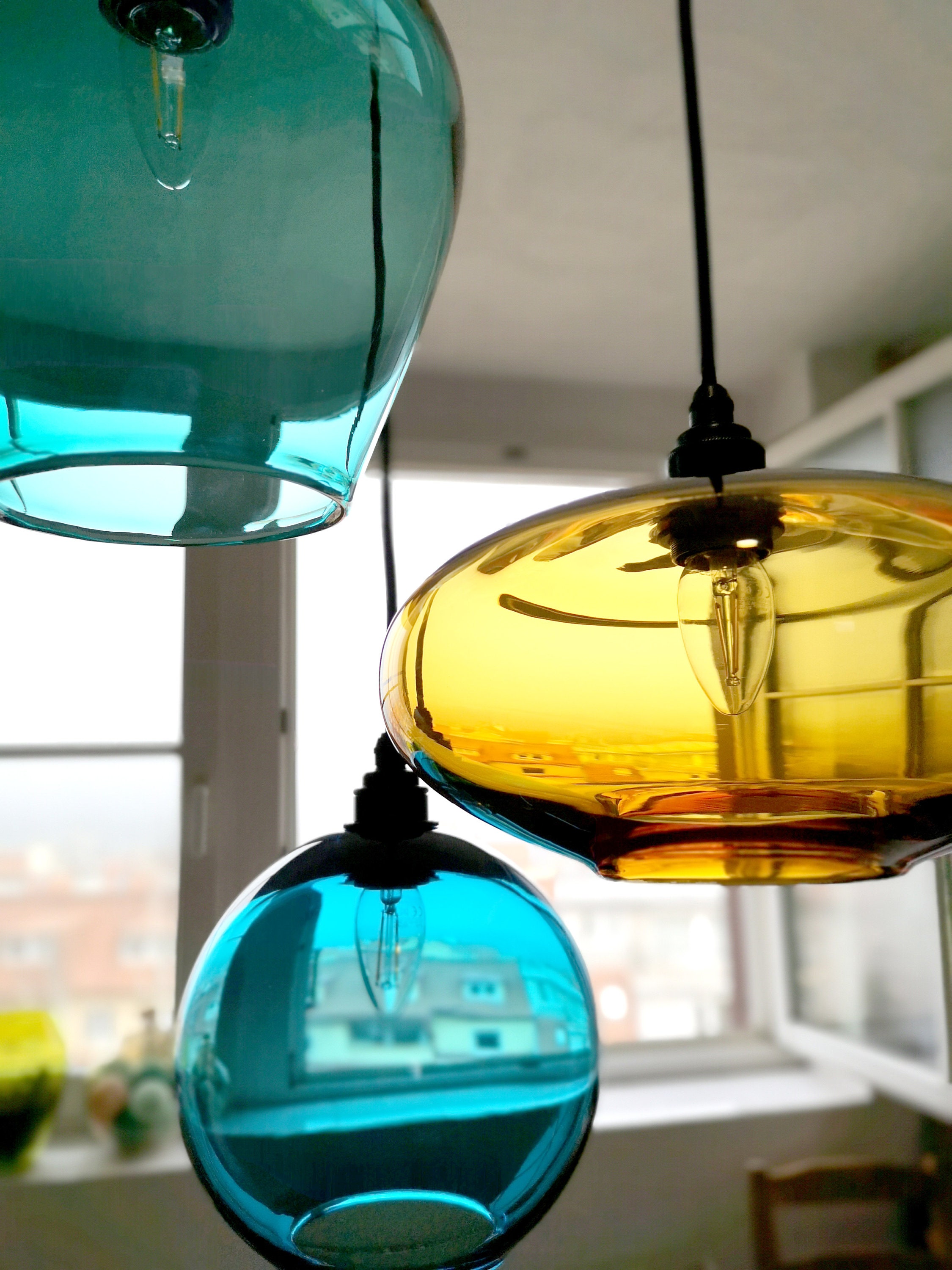 Cluster Pendant Lighting. Hand Blown Glass Pendant Lights. - Etsy