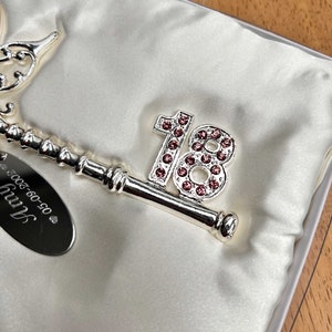 Personalised 18th Birthday Key Engraved Metal Key in Satin Lined Box ...