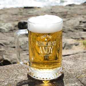Personalised Enjoy Your Retirement Glass Beer Pint Tankard. Unique ...