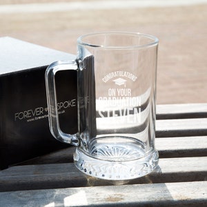 Congratulations on Your Graduation Customised Glass Beer Tankard ...