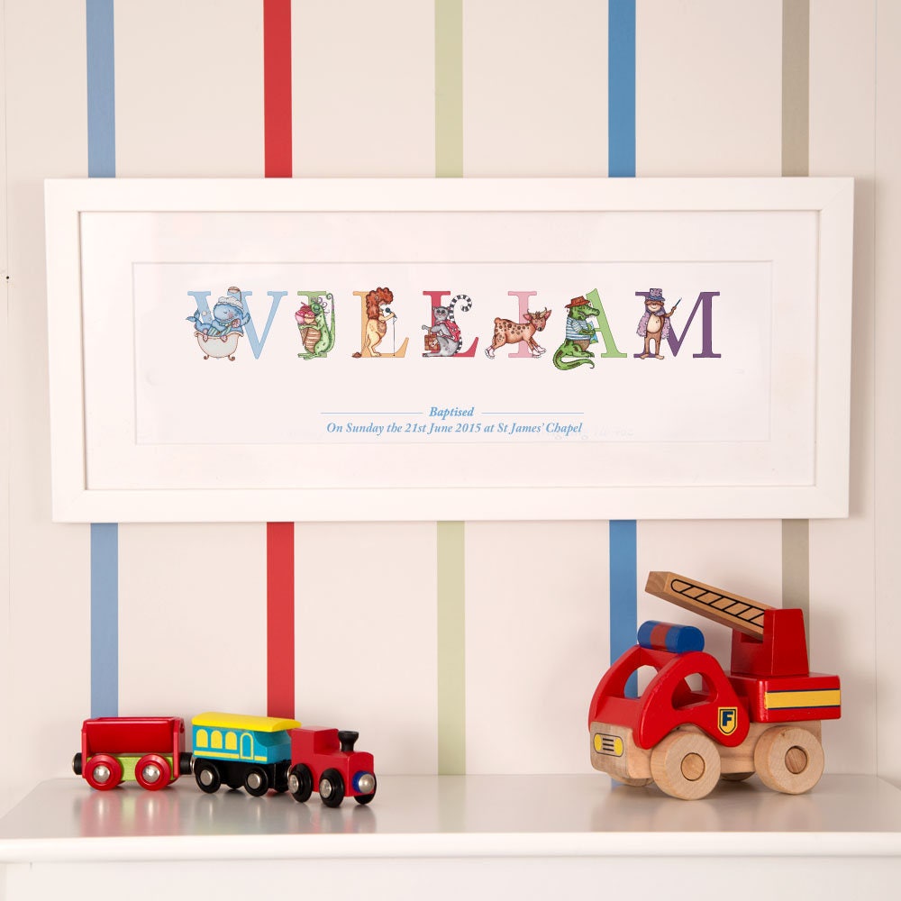 Boy's Illustrated Name Art Child's Wall Print - Etsy