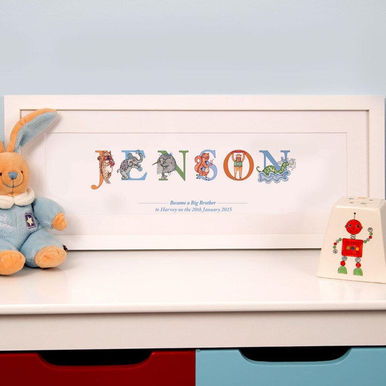 Boy's Illustrated Name Art Child's Wall Print - Etsy UK