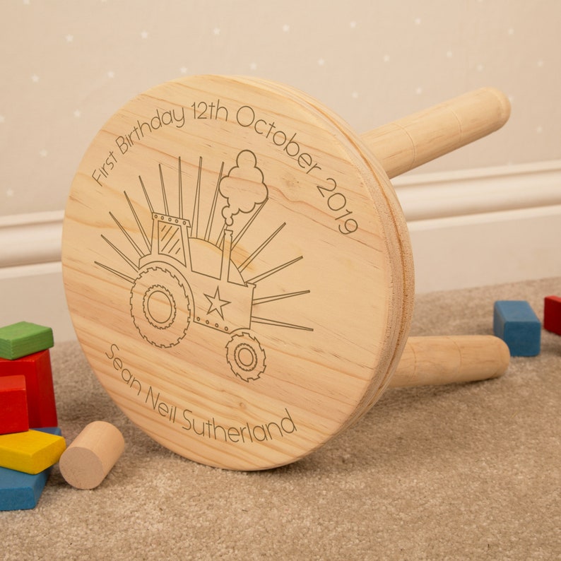 First Birthday Personalised Wooden Stool Laser Engraved | Etsy UK