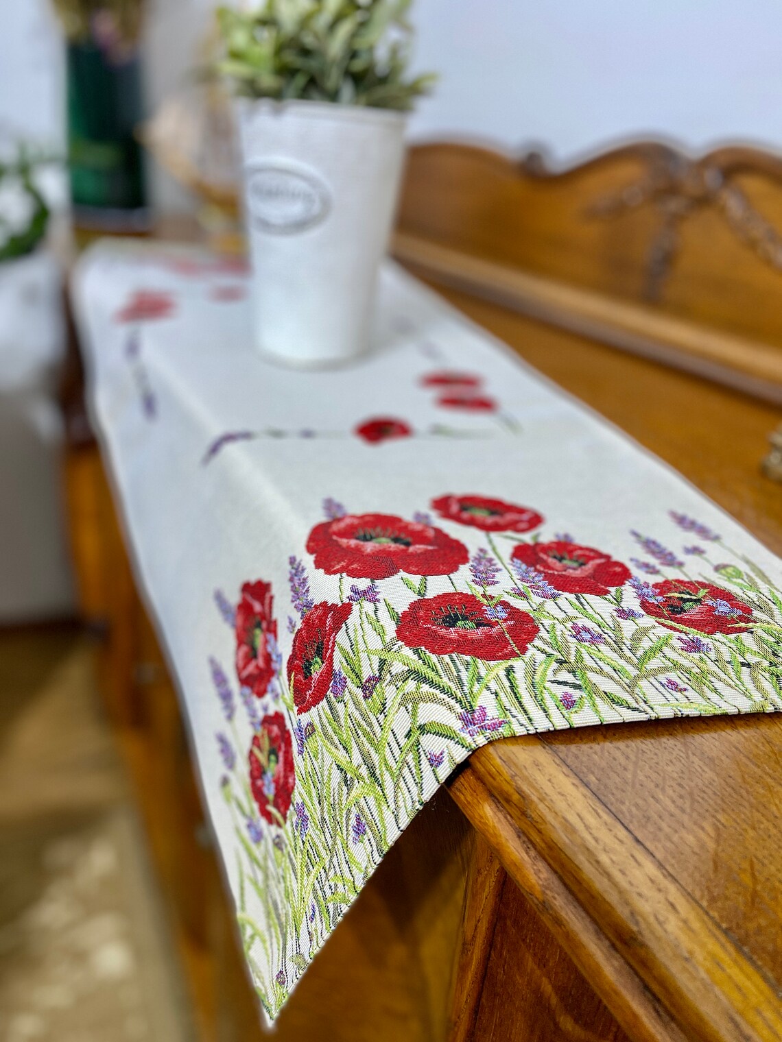 Table Runners Fabric Tapestry Floral Rectangular Red Poppies - Etsy