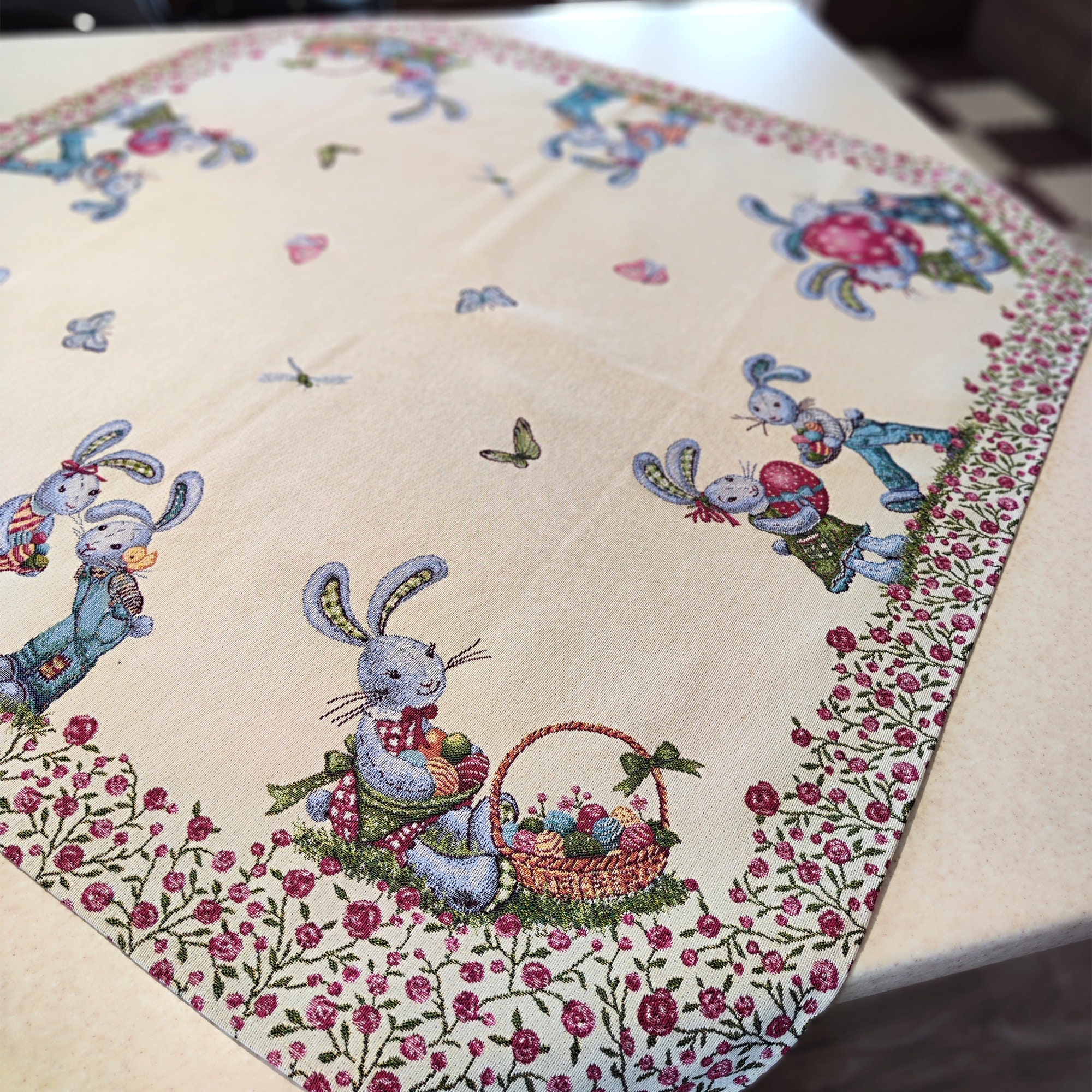 Easter Table Topper Block Print Table Cloth Centerpieces Tapestry ...