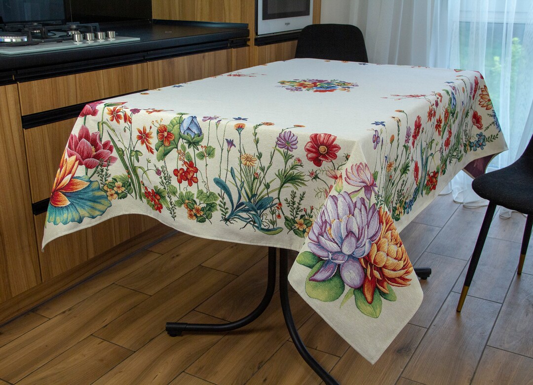 Block Print Table Cloth, Summer Centerpiece Fabric Rectangle Tablecloth ...