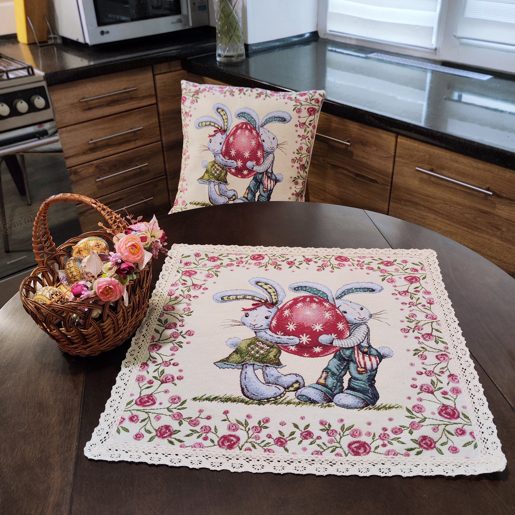 Easter Table Topper Block Print Table Cloth Centerpieces Tapestry ...