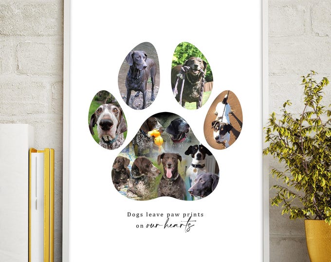 Paw Print Photo Collage, Paw Print Picture, Dog Memorial, Cat Memorial ...