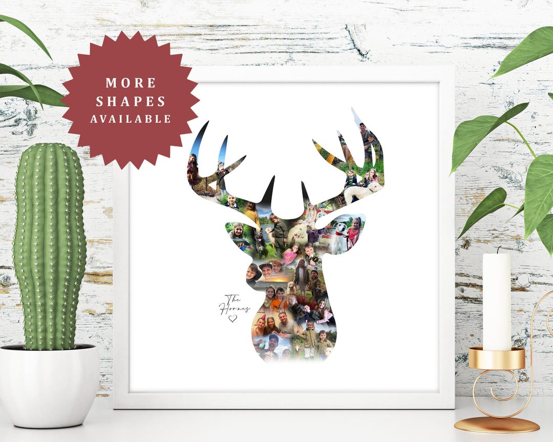 Stag Photo Collage, Stag Gift, Farm House Decor, Stag Picture ...