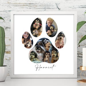 Paw Print Photo Collage, Paw Print Picture, Dog Memorial, Cat Memorial ...