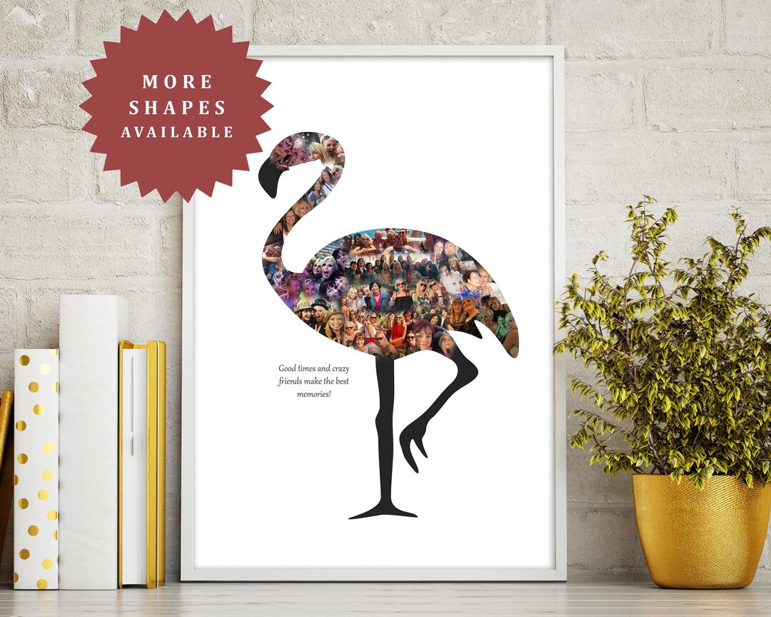 Flamingo Photo Collage, Flamingo Personalised Gift, Flamingo Print ...