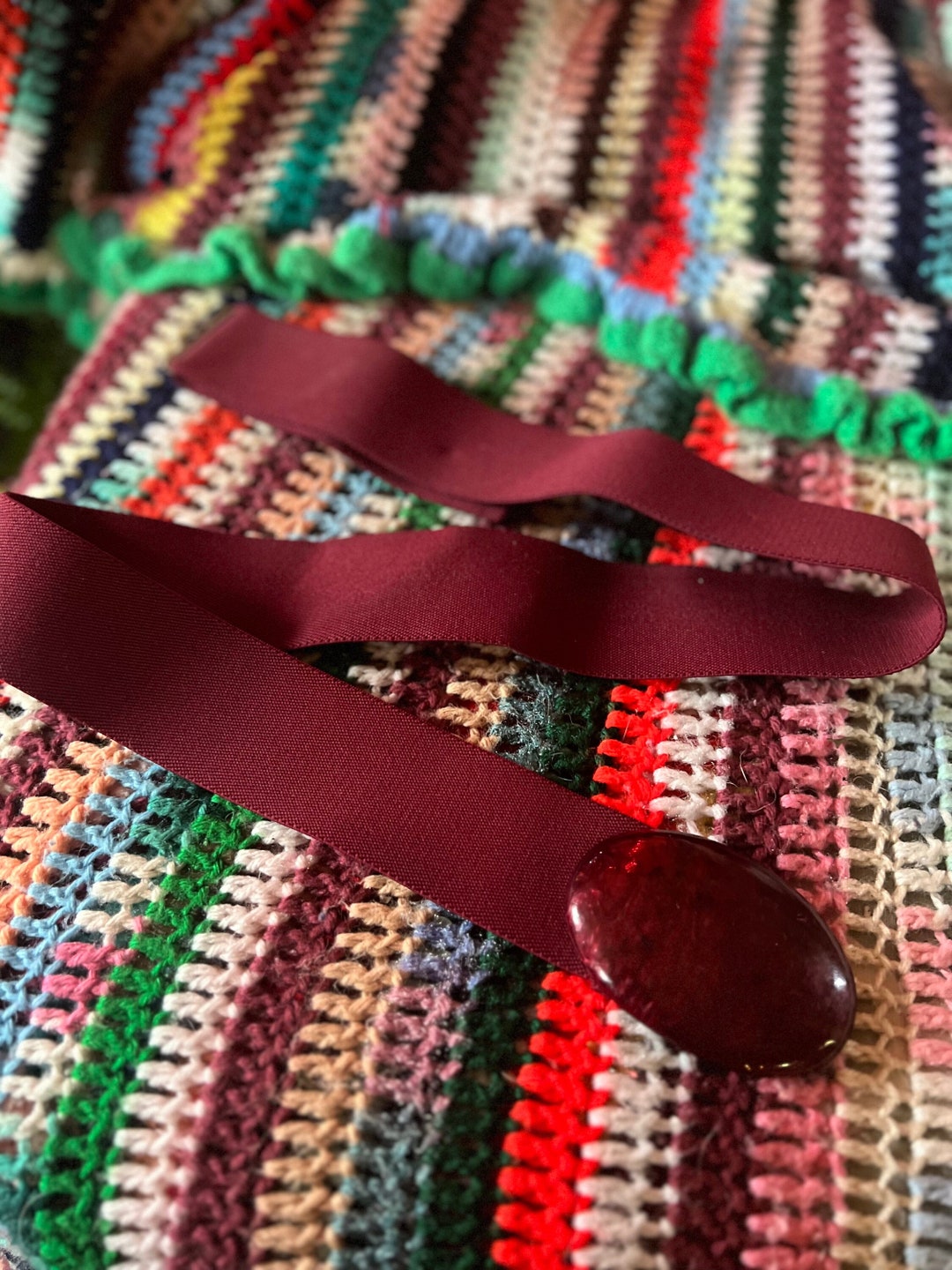 Vintage 80s/90s Maroon Adjustable Belt With Plastic - Etsy