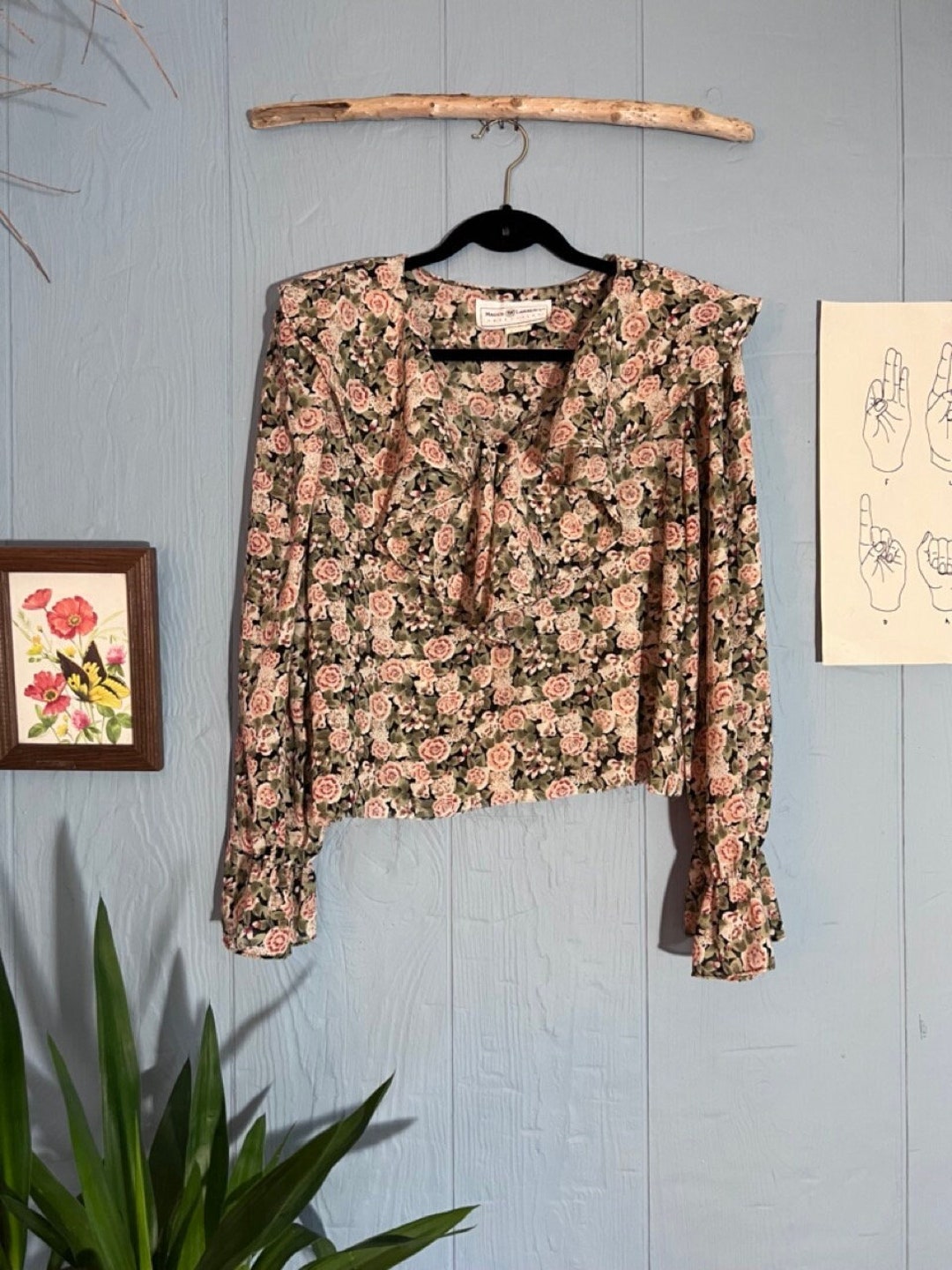 Vintage 90s/y2k Maggie Lawrence Collection Floral Cropped Blouse - Etsy