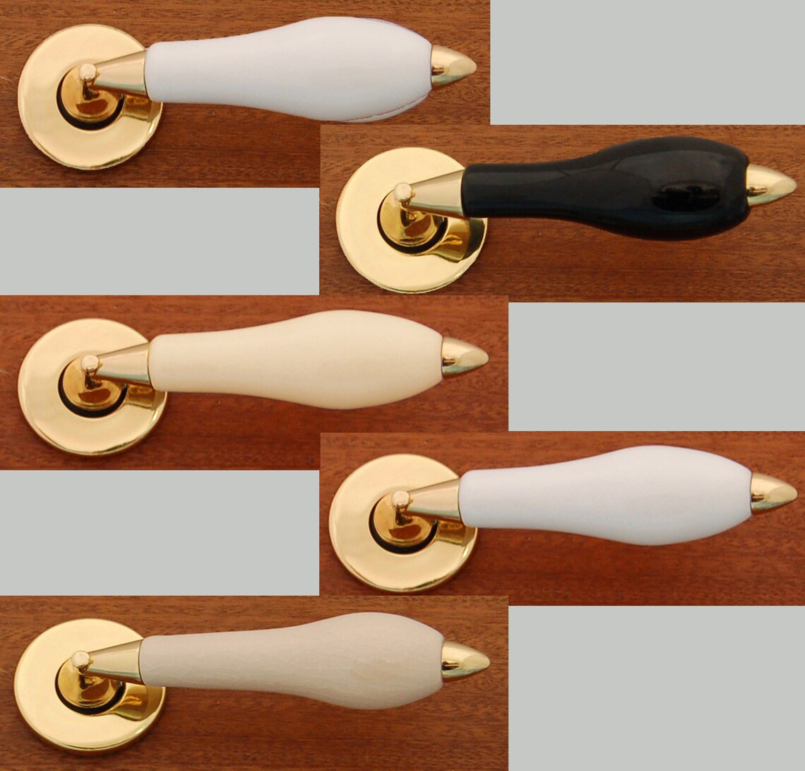 Traditional Polished Gold Lever Door Handles (pair) Choice of Porcelain ...