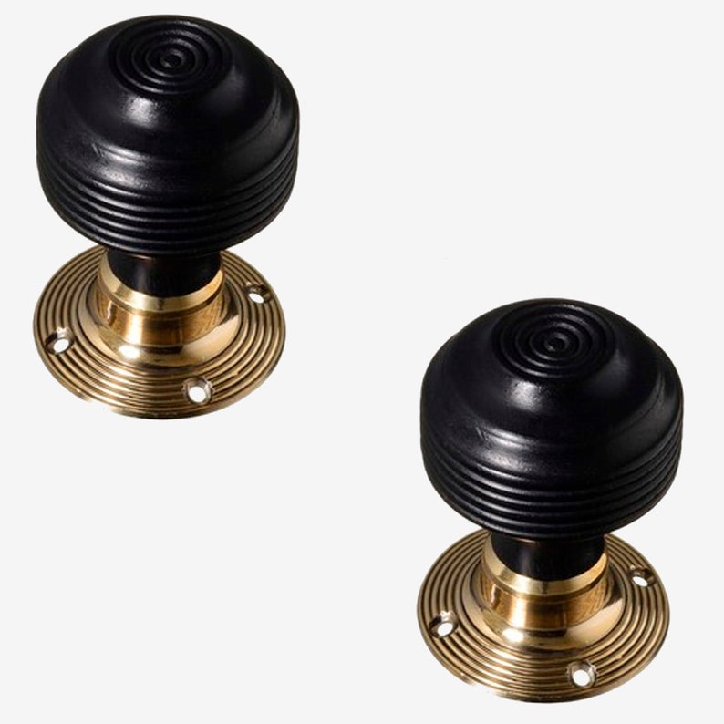 Ebonised Reeded Georgian Door Knob Set | Etsy