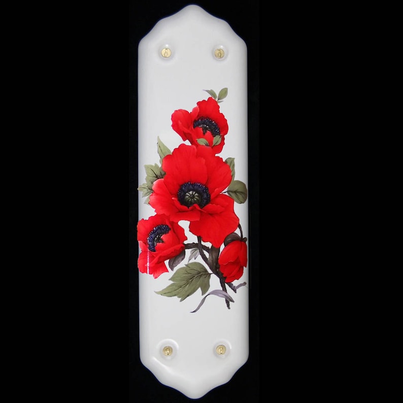 Ceramic Door Finger Plate Red Poppy Design (each) - Etsy