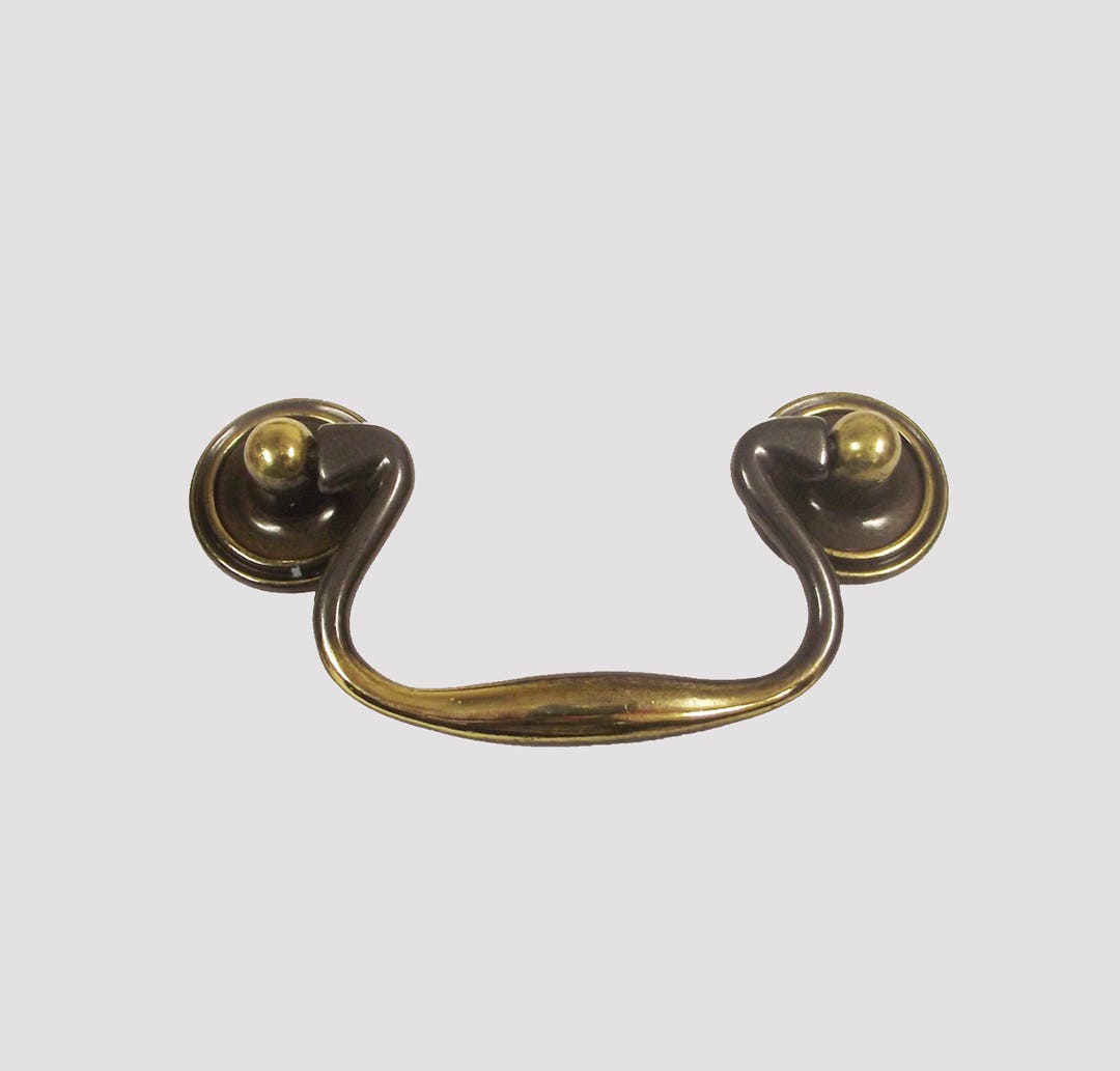 Antique Brass Swan Neck Drop Handle Drawer Pull - Etsy