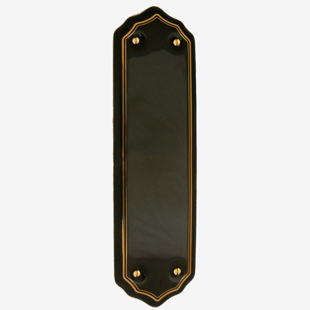 Ceramic Door Finger Plate Black Double Goldline Design (each) - Etsy