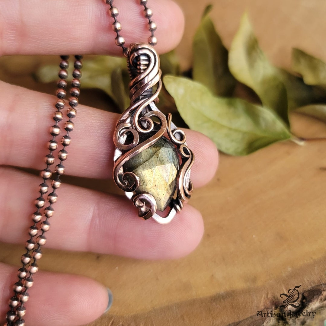Unique Handmade Swirly Healing Talisman Pendant Necklace With Genuine ...