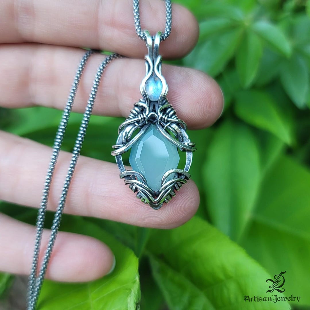 Noom: Unique Handmade Fantasy Genuine Moonstone and Chalcedony Antiqued ...