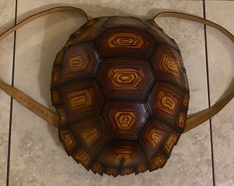 XL Extra Large Leather Turtle Tortoise Backpack Bag Purse - Etsy