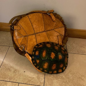 XL Extra Large Leather Turtle Tortoise Backpack Bag Purse - Etsy