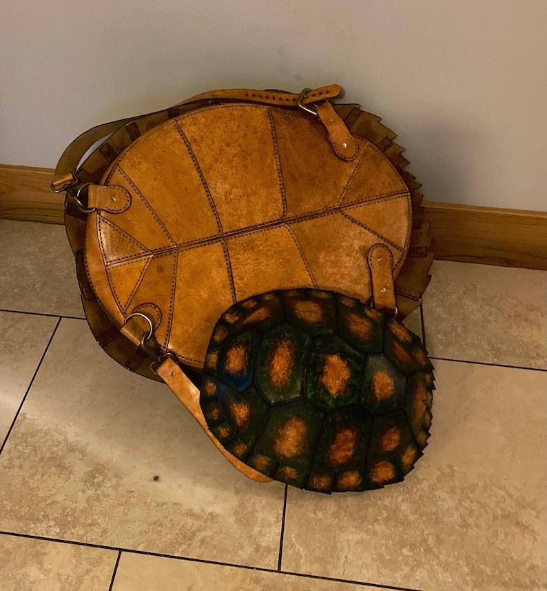 XL Extra Large Leather Turtle Tortoise Backpack Bag Purse | Etsy